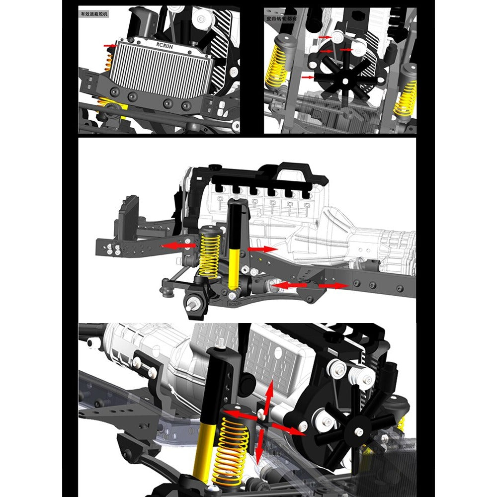 RCRUN 1/10 LC80 Metal Chassis Frame Kit Adjustable Wheelbase for 1/10 ...