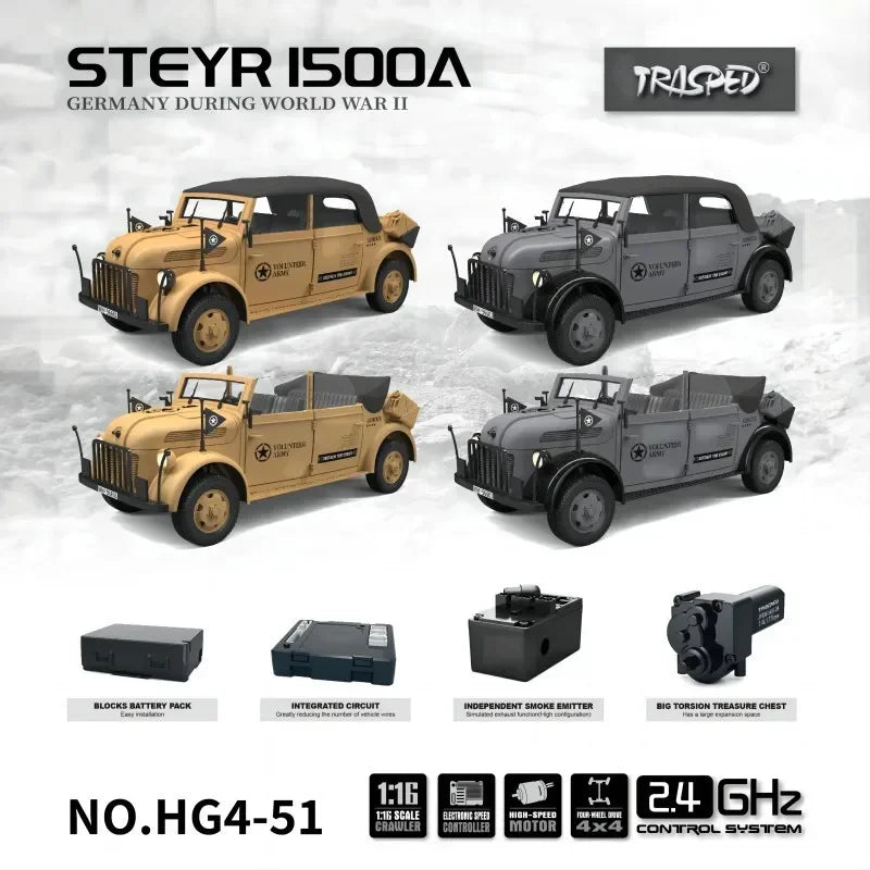 HENG GUAN Steyr 1500A 1/18 German Military Remote Control Command ...