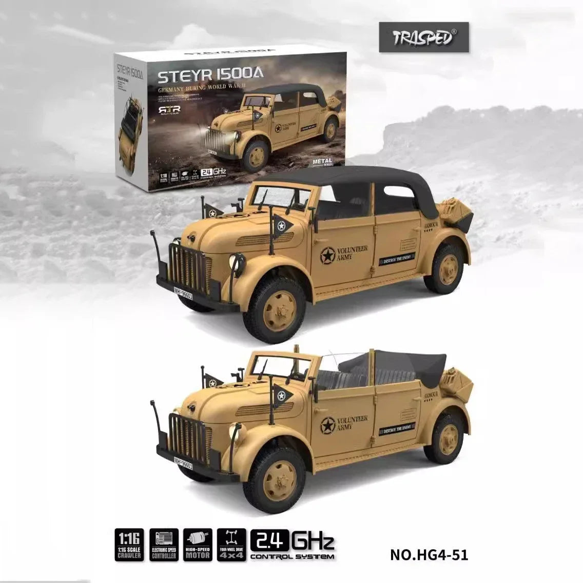 HENG GUAN Steyr 1500A 1/18 German Military Remote Control Command ...