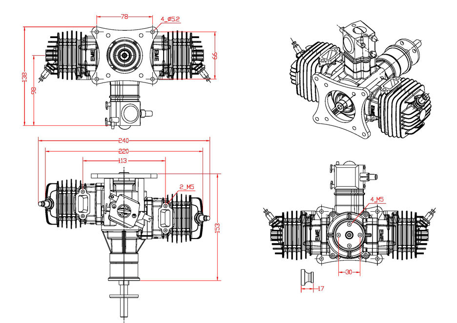 EME RC fixed-wing aircraft 70cc two-stroke twin-cylinder gasoline ...