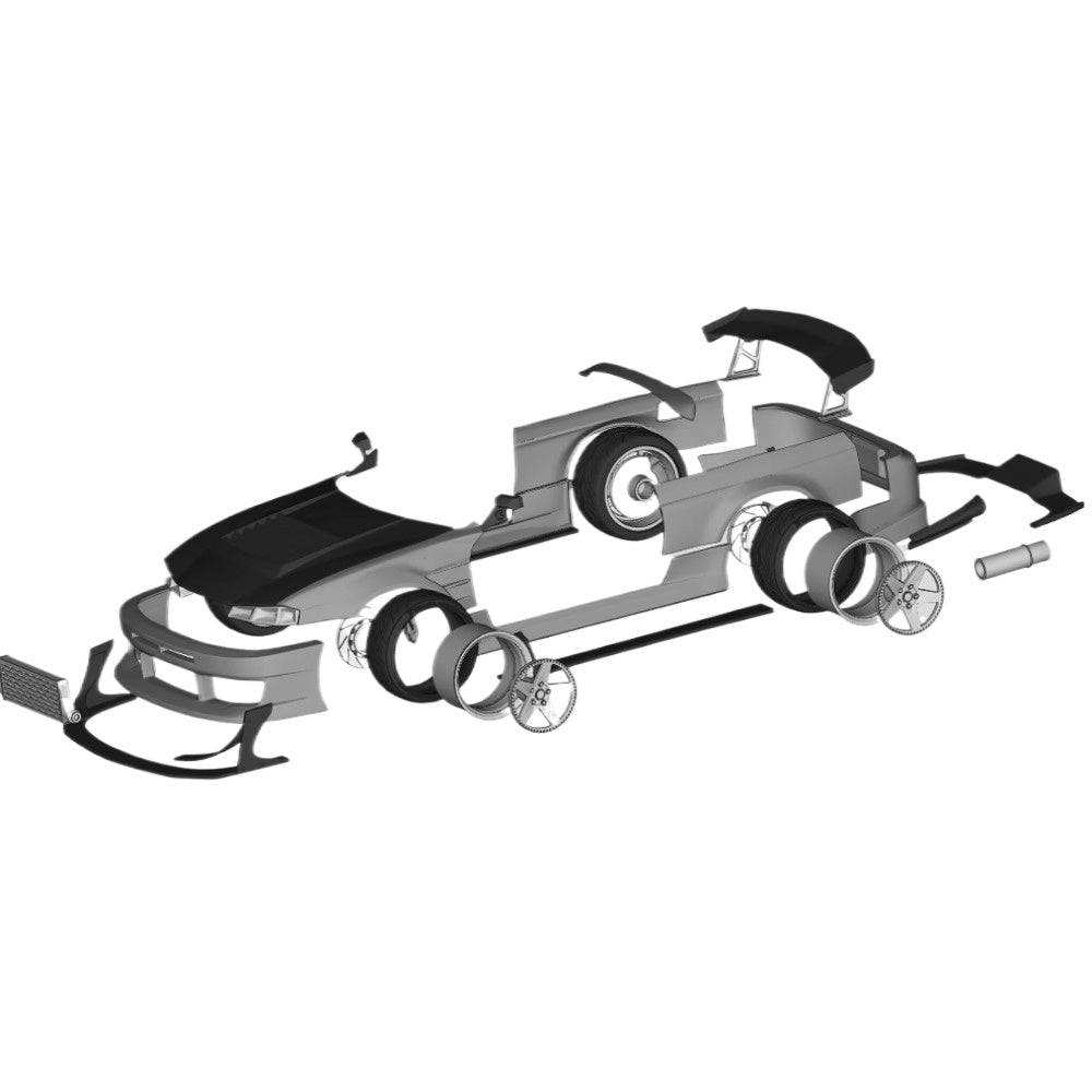 1/24 Rc Drift Car NISSAN SILVIA S14 Shell BADASS Resin Wide Body Kit ...