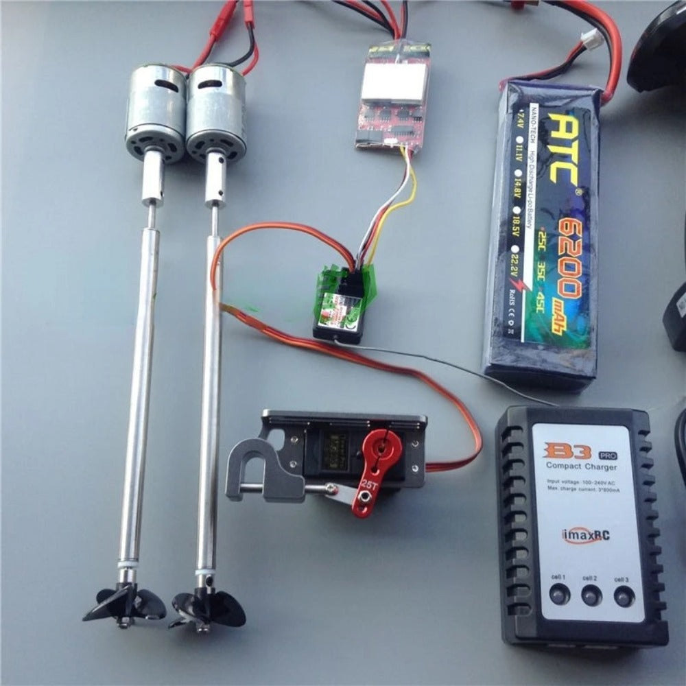 Dual Motor Differential Turning 380 Motor GT2B Remote Control Nesting Boat Power Kit – VAJJEXRC