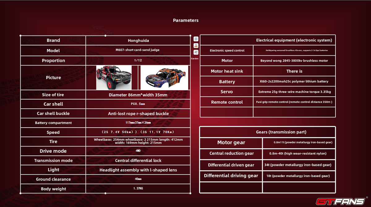 GTFANS M607 1/12 4wd Brushless RC CAR 2S 70KM/H RTR – VAJJEXRC